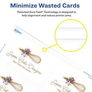 Avery Clean Edge Printable Business Cards with Sure Feed Technology, 2" x 3.5", White, 2,000 Blank Cards for Laser Printers (5870)