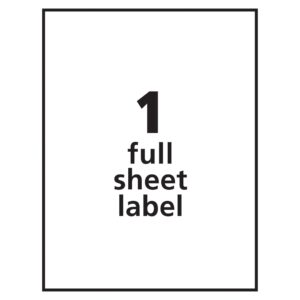 Avery(R) White Laser Permanent Full-Sheet Labels, 8 1/2in. x 11in., Box of 100, 5165