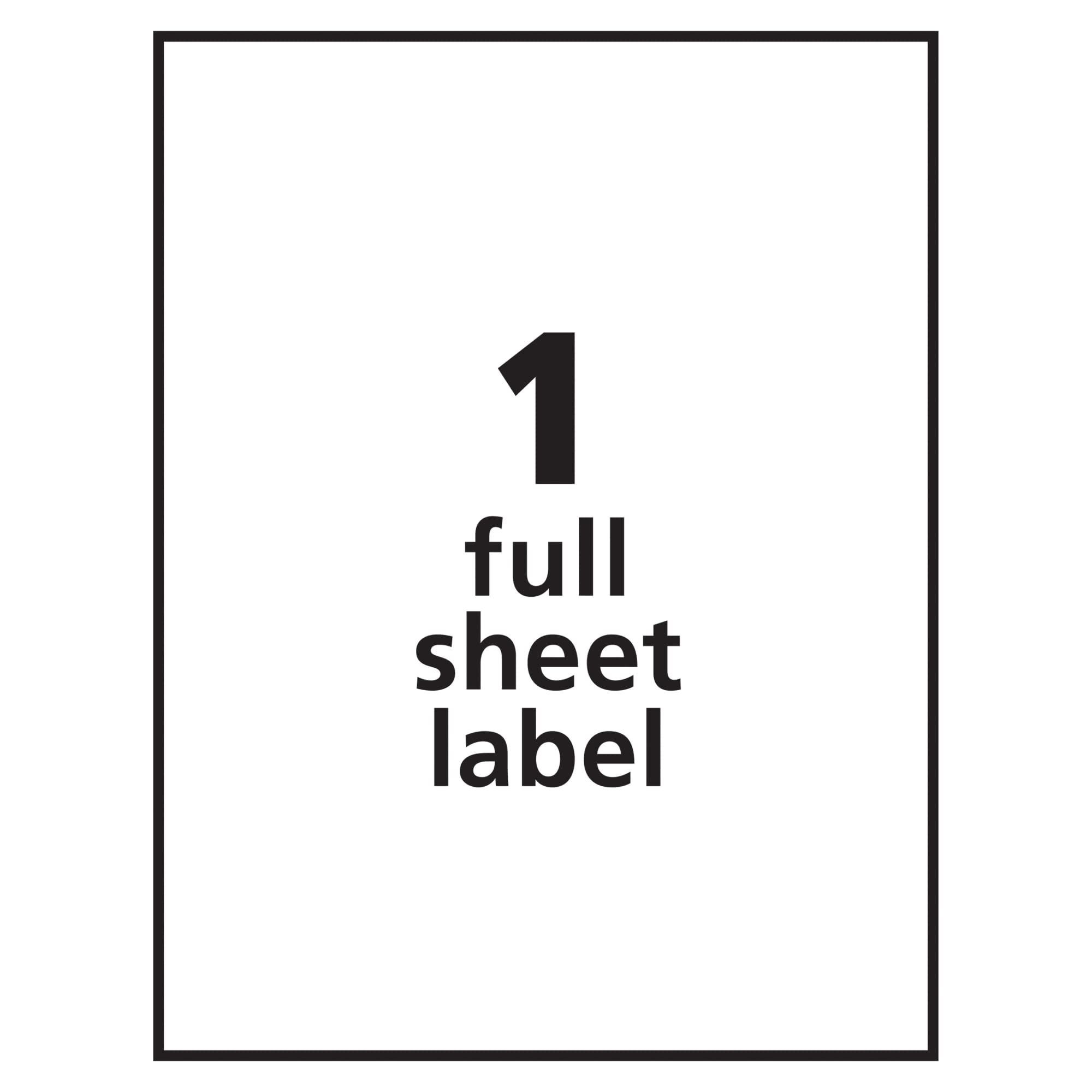 Avery(R) White Laser Permanent Full-Sheet Labels, 8 1/2in. x 11in., Box of 100, 5165