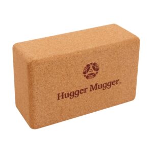 hugger mugger cork yoga block - naturally grippy texture, durable, made from renewable cork, rounded edges for comfort, great for sweaty hands bl-cork