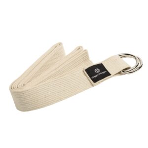 hugger mugger d-ring yoga strap (natural, 8 ft.)