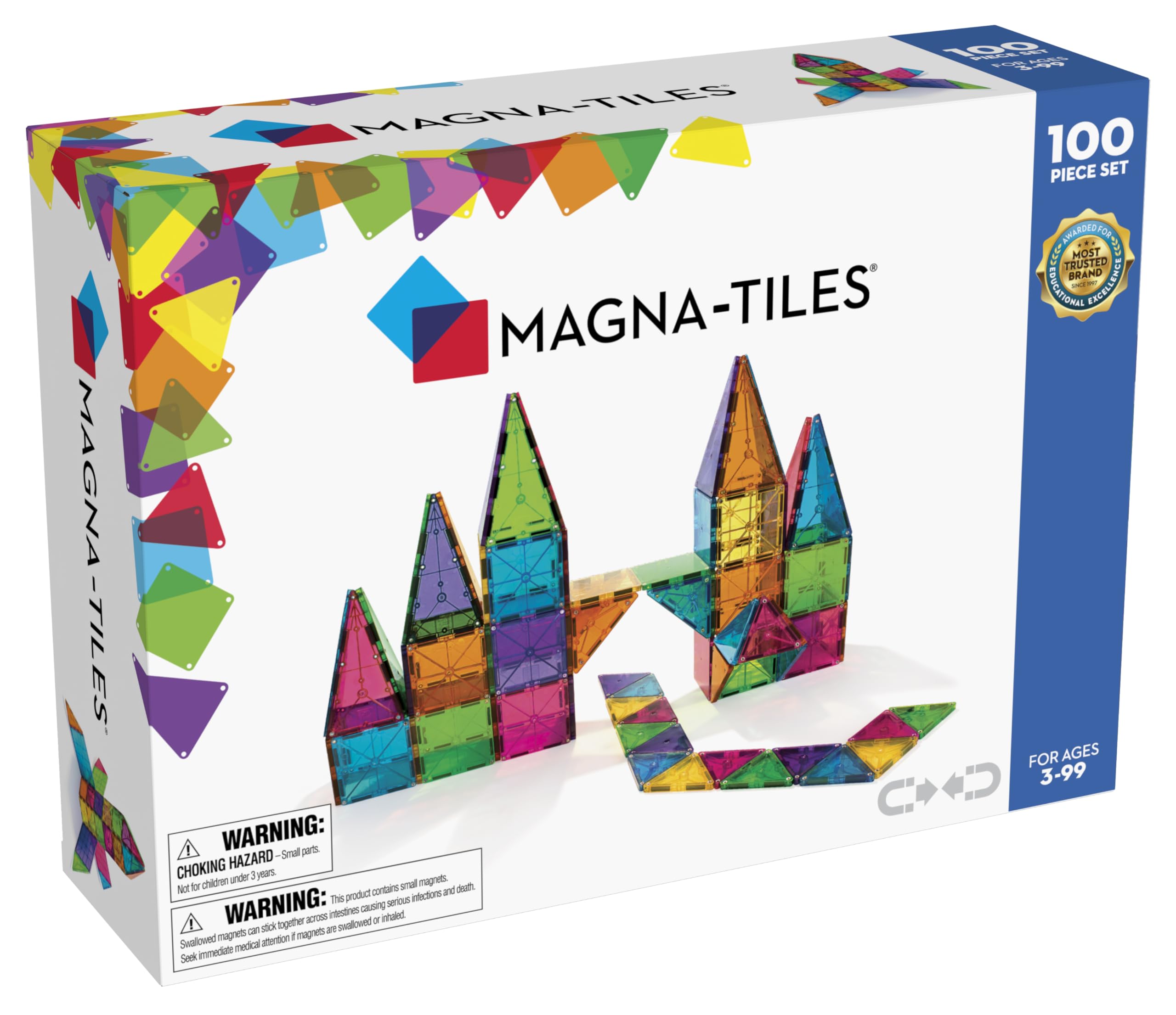 MAGNA-TILES Classic 100-Piece Magnetic Construction Set, The ORIGINAL Magnetic Building Brand