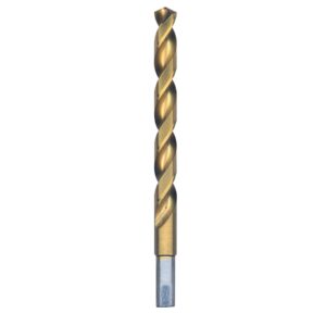 BOSCH TI2155 1-Piece 7/16 In. x 5-1/2 In. Titanium Nitride Coated Metal Drill Bit with 3/8 In. Reduced Shank for Applications in Heavy-Gauge Carbon Steels, Light Gauge Metal, Hardwood