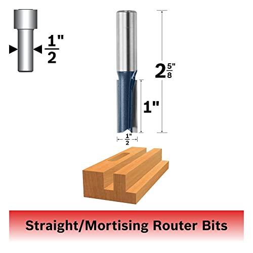 BOSCH 85427M 1/2 In. x 1 In. Carbide Tipped 2-Flute Straight Bit