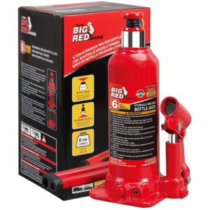 big red t90603b torin hydraulic welded bottle jack, 6 ton (12,000 lb) capacity, red