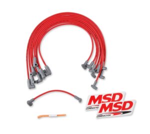 msd 35599 super conductor 8.5mm spark plug wire set, small block chevy for use with hei cap