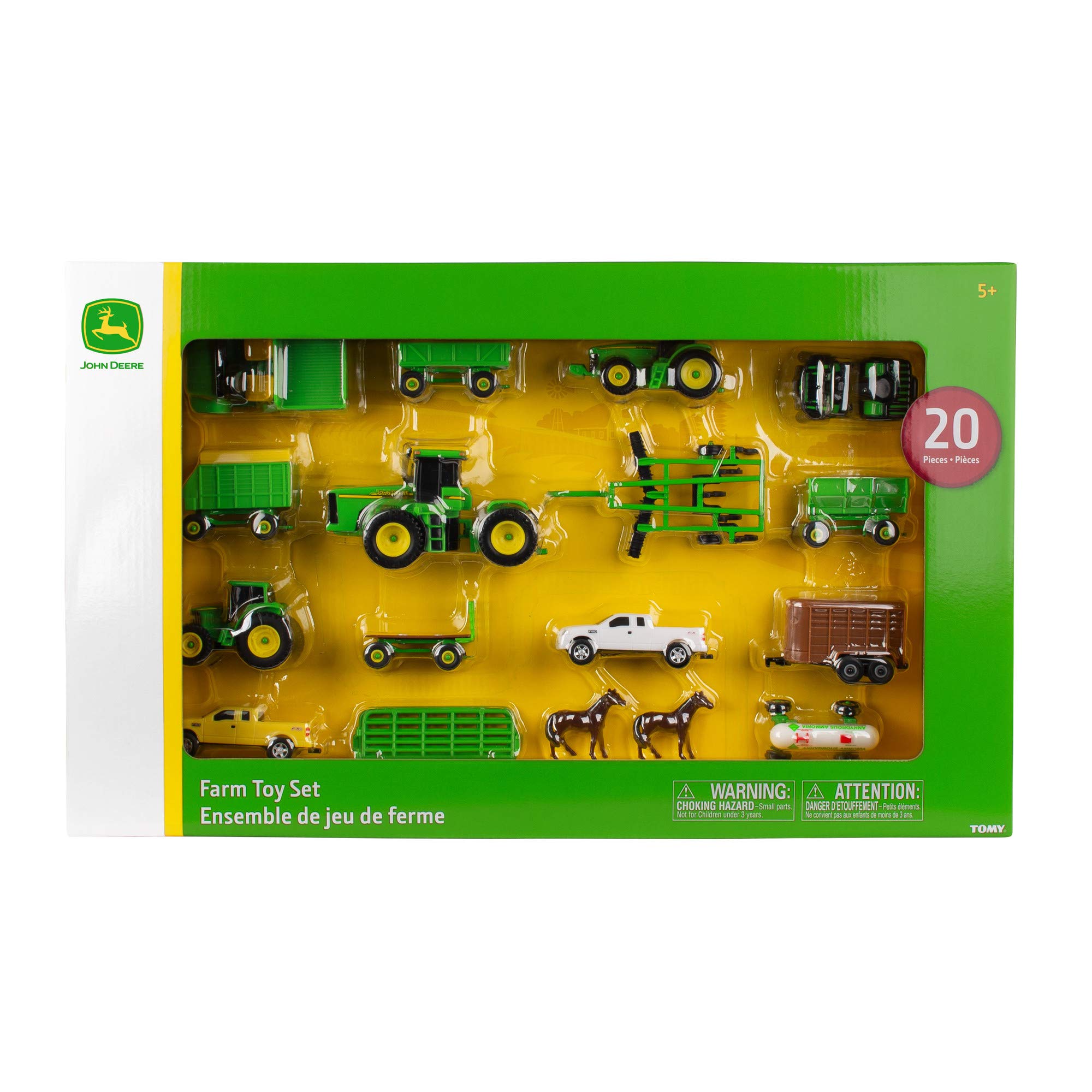 John Deere Tractor Toy and Truck Toy Value Set - 20 Farm Toys - Includes Tractors, Trucks, Fencing, and Horse Toy - Toddler Ages 5 Years and Up