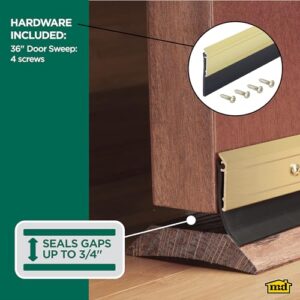 M-D Building Products 05744 36 in. Gold Aluminum and Vinyl Heavy-Duty Screw-on Door Sweep