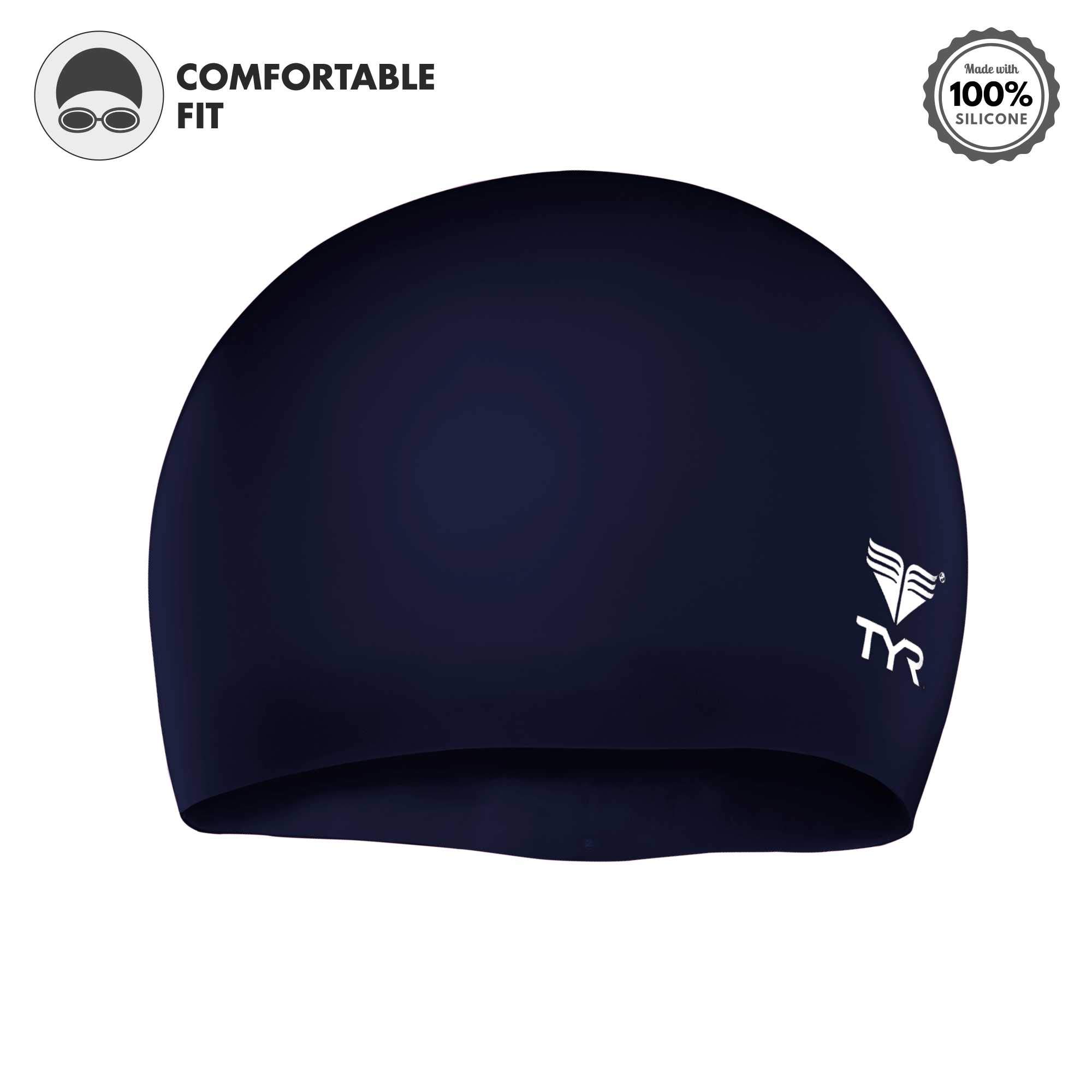 TYR Wrinkle Free Junior Silicone Cap, Navy