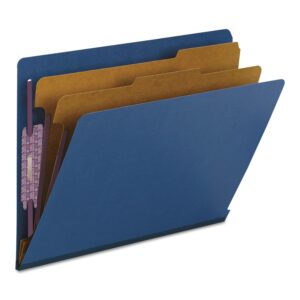 Smead End Tab Classification Folder, Letter, Straight, 2 Dividers, Dark Blue, 10 per Box (26784)