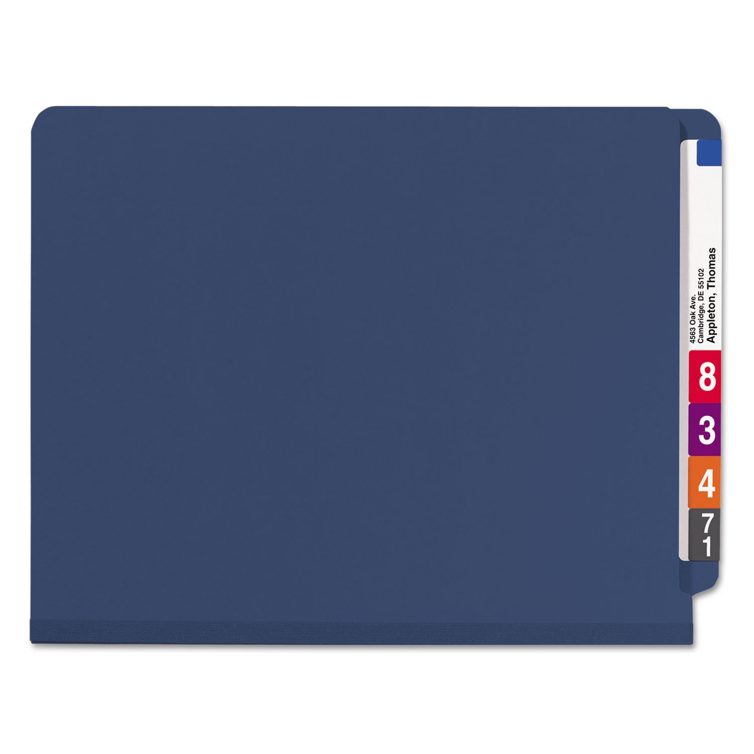 Smead End Tab Classification Folder, Letter, Straight, 2 Dividers, Dark Blue, 10 per Box (26784)