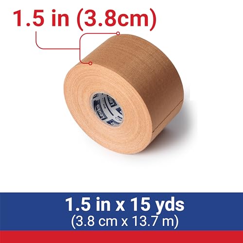 Leukotape P Adhesive Strapping Tape – for Sports Injuries, Strains and Sprains - 1.5 in x 15 yds, Tan, (1 Roll)