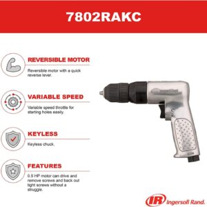 Ingersoll Rand 7802RAKC Heavy Duty 3/8-Inch Reversible Pneumatic Drill With Keyless Chuck