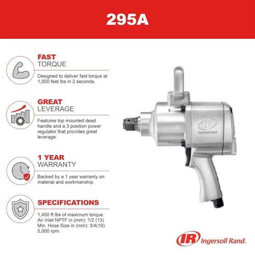 Ingersoll Rand 295A 1" Air Impact Wrench, 1475 ft-lbs Max Torque, , Pistol Grip