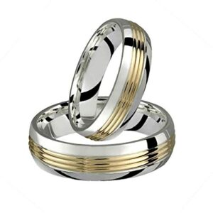 alain raphael two-tone .925 sterling silver & 10k yellow gold (solid, not plated) 6 millimeters wide wedding band set