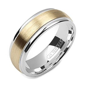 alain raphael two-tone sterling silver & 10k yellow gold 7 millimeters wide wedding band