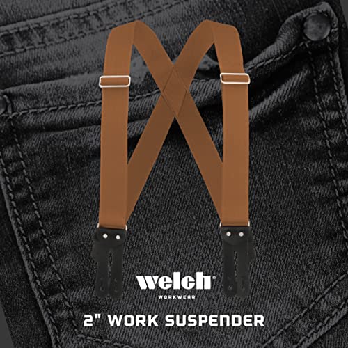 Welch, WK-7854X-LEF-PAL, Work Suspenders for Men and Women - Button on Pants, 2-inch wide Elastic, Adjustable Strap, X-Back Design, for Suit, Underclothing, Jeans, Pants, and Trousers, Size X-Large