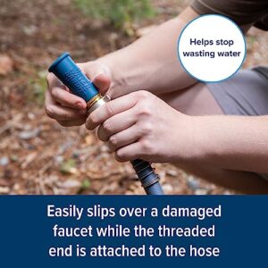 Camco Water Bandit | Features a Highly Flexible Silicone-Polymer Sleeve & ABS Male Water Hose Connection | Works with Damaged or Stripped Faucet Threads or Faucets without Threads (22484)