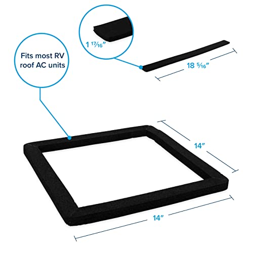 Camco 14-Inch x 14-Inch Universal Camper Roof A/C Gasket Kit | Features a Waterproof Compression Seal, Self-Adhesive Picture Frame Gasket, and Self-Adhesive Leveling Pads (25071)