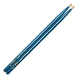 vater percussion color wrap 5a drumsticks, blue sparkle, wood tip