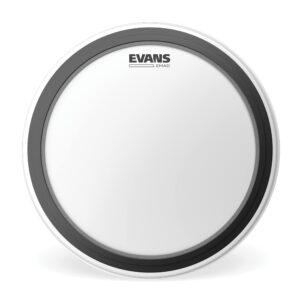 evans emad coated white bass drum head, 20 inch