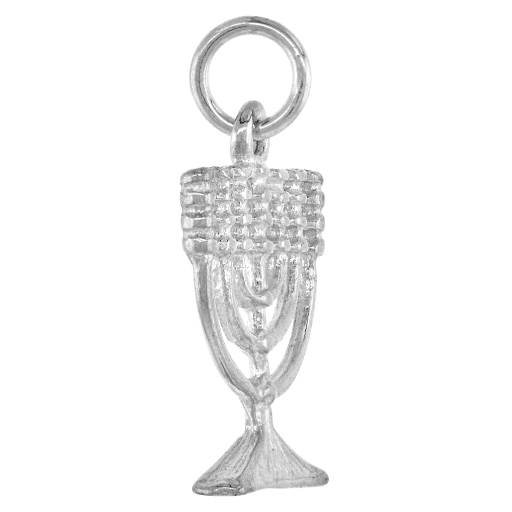 Sterling Silver Menorah Pendant, 3/4 inch