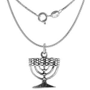 Sterling Silver Menorah Pendant, 3/4 inch