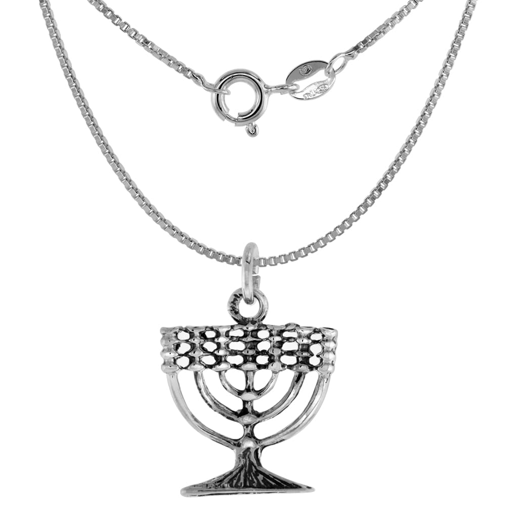 Sterling Silver Menorah Pendant, 3/4 inch