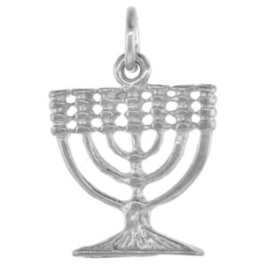 Sterling Silver Menorah Pendant, 3/4 inch