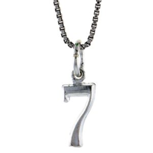 sterling silver small number 7 charm, 1/2 inch tall