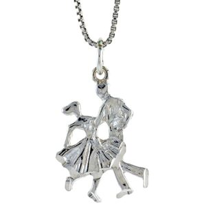 sterling silver ballroom dancers pendant, 7/8 inch tall