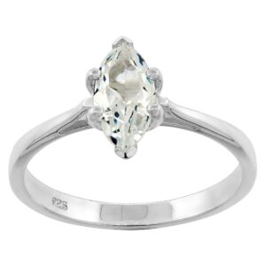 sterling silver cubic zirconia 10x5mm marquise cut solitaire engagement ring for women 0.85 ct, size 6