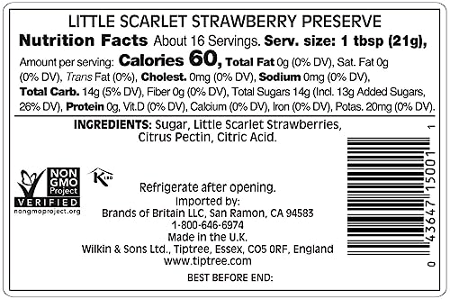 Tiptree Little Scarlet Strawberry Preserve, 12 Ounce Jar