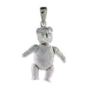 sterling silver large movable teddy bear pendant, 1 inch long