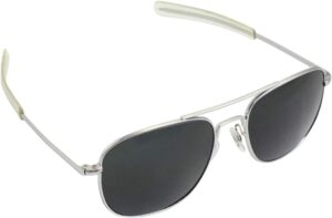 humvee campco pilot sunglasses - polarized aviator sunglasses bayonette, 57mm, matte silver frame, gray polarized lens