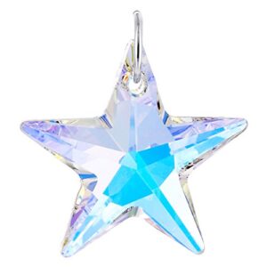 Gem Avenue Star Shape Clear AB Austrian Crystal 925 Sterling Silver Charm Pendant for Women