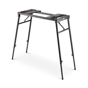 on-stage ks7150 platform-style keyboard stand (setup for keyboards, synths, organs, and electric pianos, 230 lb capacity, adjustable height and width, folding, portable, rubber feet, metal, black)