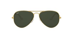 ray-ban rb3025 classic aviator sunglasses, gold/g-15 green, 62 mm