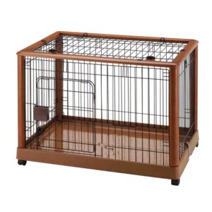 richell wood mobile pet pen 940, autumn matte finish