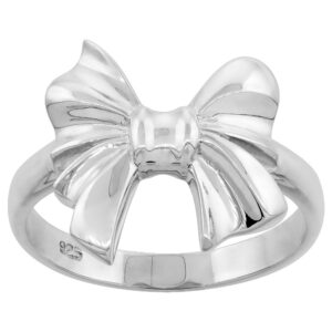 sterling silver bow ring for women hefty flawless polished finish 3/4 inch size 9