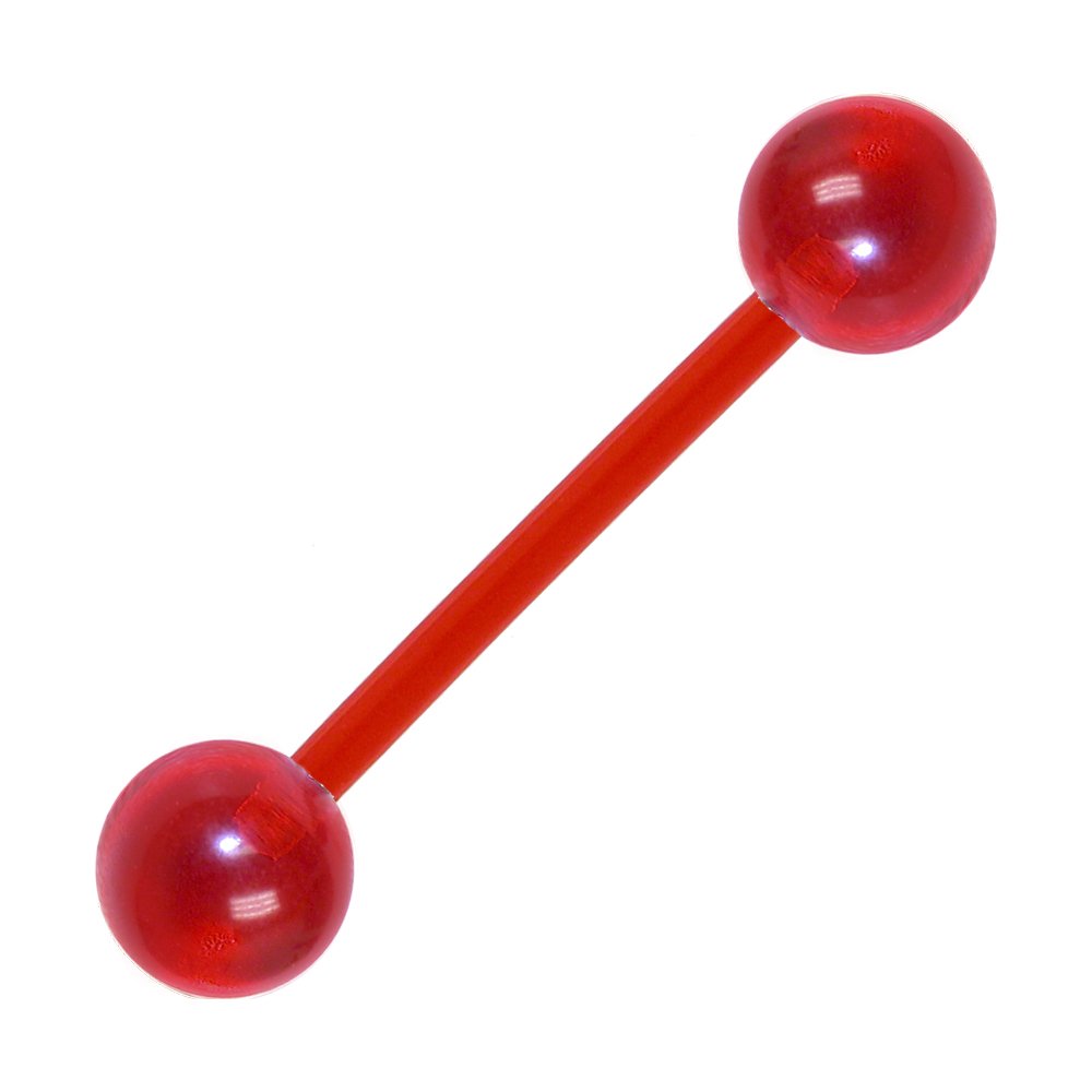 Body Candy Bioplast Red Acrylic Ball Barbell Tongue Ring