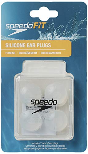 Speedo Unisex Swim Training Silicone Ear Plugs , White, 2 Pair (Pack of 1)