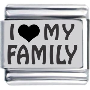 I Heart my Family Laser Etched Italian Charm