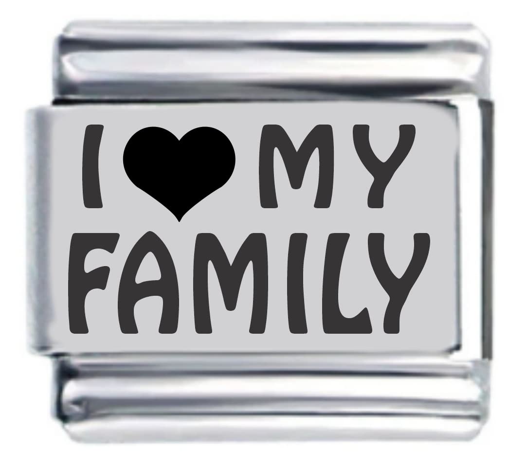 I Heart my Family Laser Etched Italian Charm