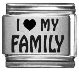 I Heart my Family Laser Etched Italian Charm