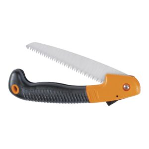 fiskars hand saw, folding saw with power tooth saw blade with triple ground teeth that powers through wood faster, soft grip 7-inch pruning saw