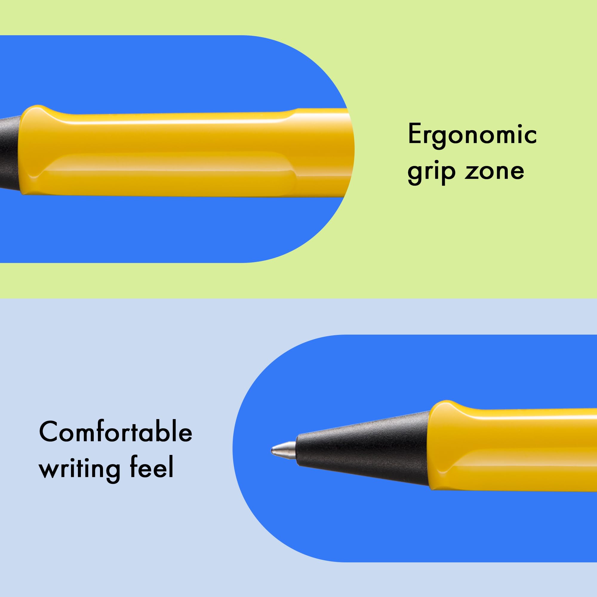 Lamy safari yellow - Ballpoint Pen with ergonomic grip & line width M - for pleasant long writing - made of robust ASA plastic – including large capacity refill M 16 in blue