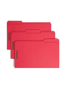 smead fastener file folder, 2 fasteners, reinforced 1/3-cut tab, legal size, red, 50 per box (17740)