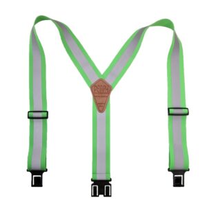 perry suspenders elastic hook end reflective suspenders, lime green