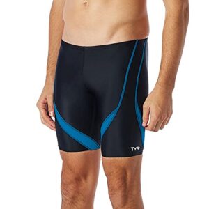 TYR Men's Standard Alliance Splice Jammer Swimsuit, Black/Blue, 36